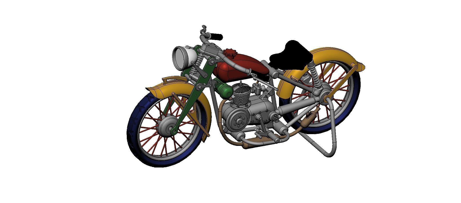VINTAGE MOTORCYCLE FROM THE 40S-50S 3D model 3D printable | CGTrader