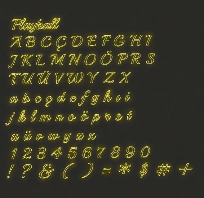 Alphabets and symbols in writing fonts 3D model | CGTrader