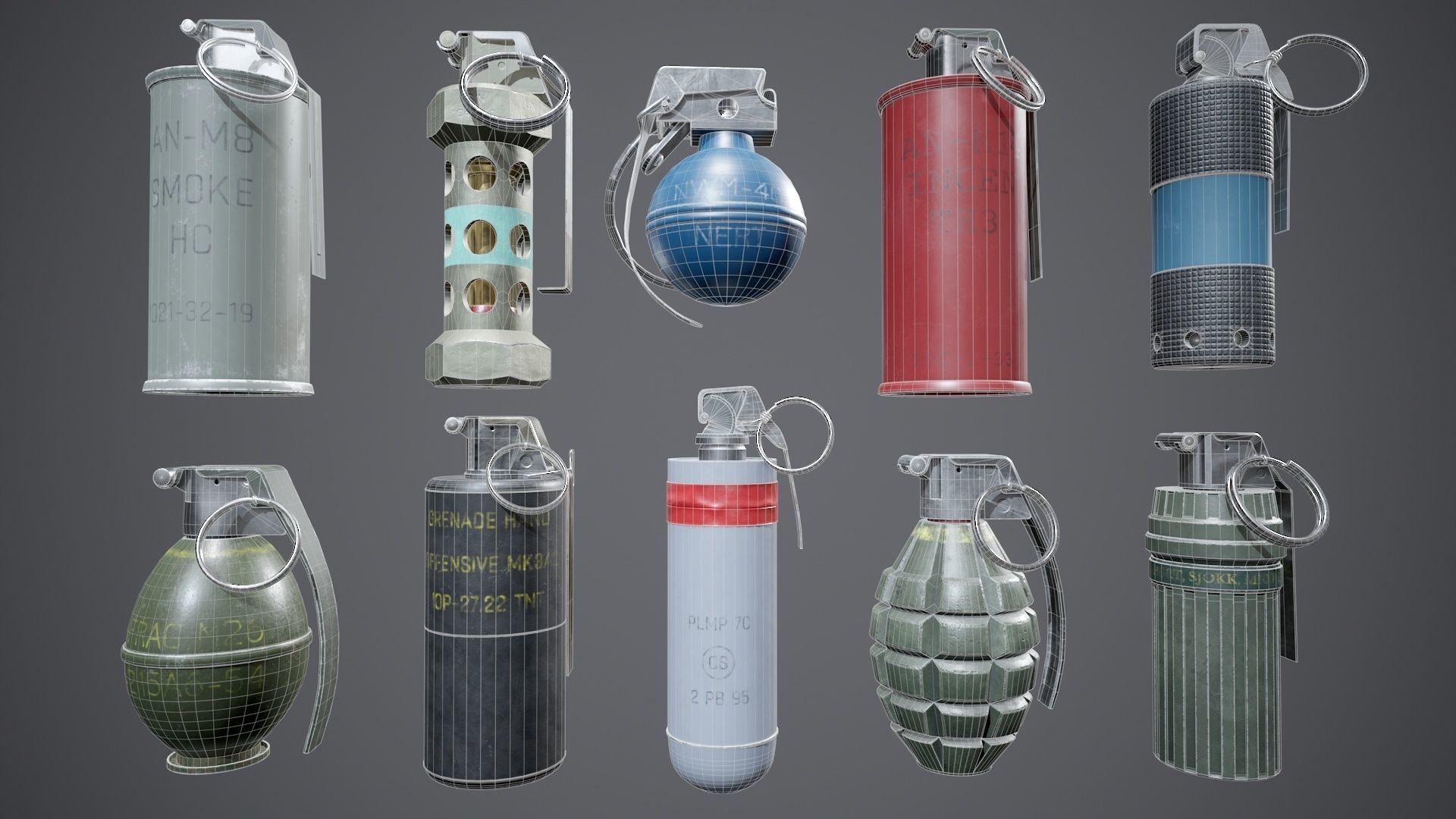 3D model Pack of various grenades VR / AR / low-poly | CGTrader