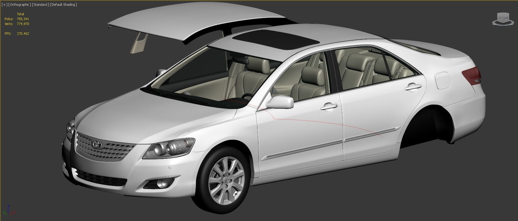Toyota Aurion 2007 - 2011 with engine and bumpers support 3D model ...
