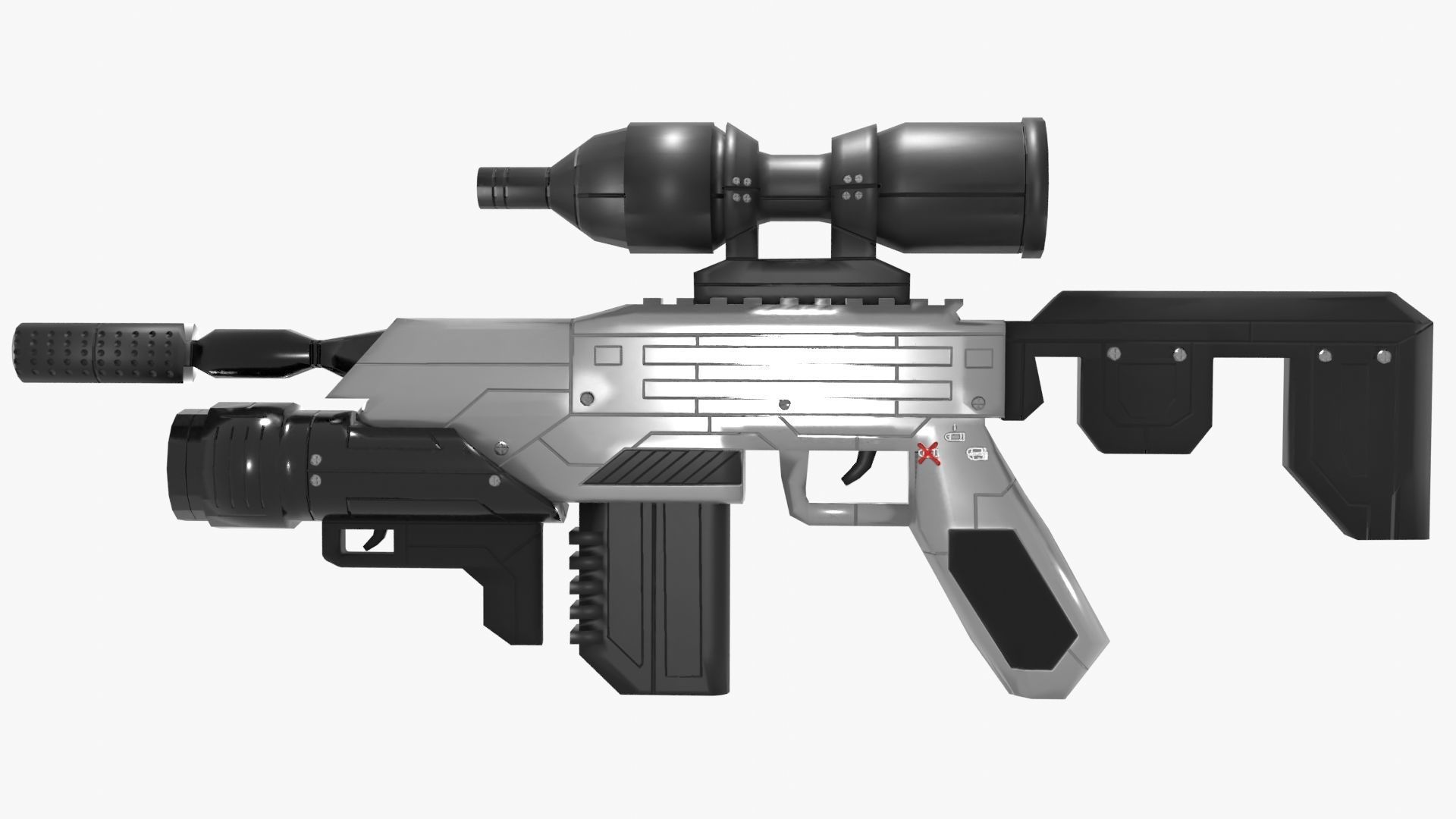 3D model Sci-Fi Battle Rifle Combo VR / AR / low-poly | CGTrader