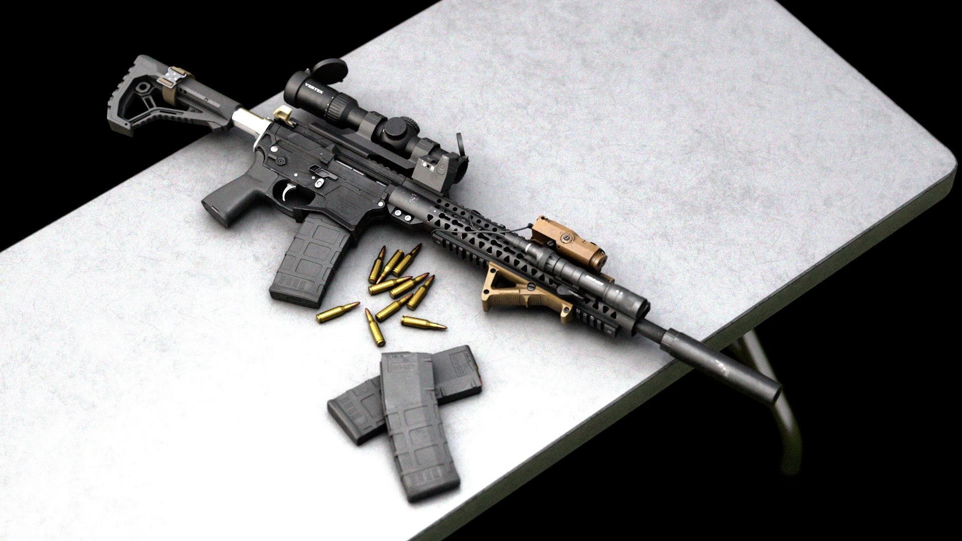3D model Custom Modular Assault Rifle AR-15 VR / AR / low-poly | CGTrader