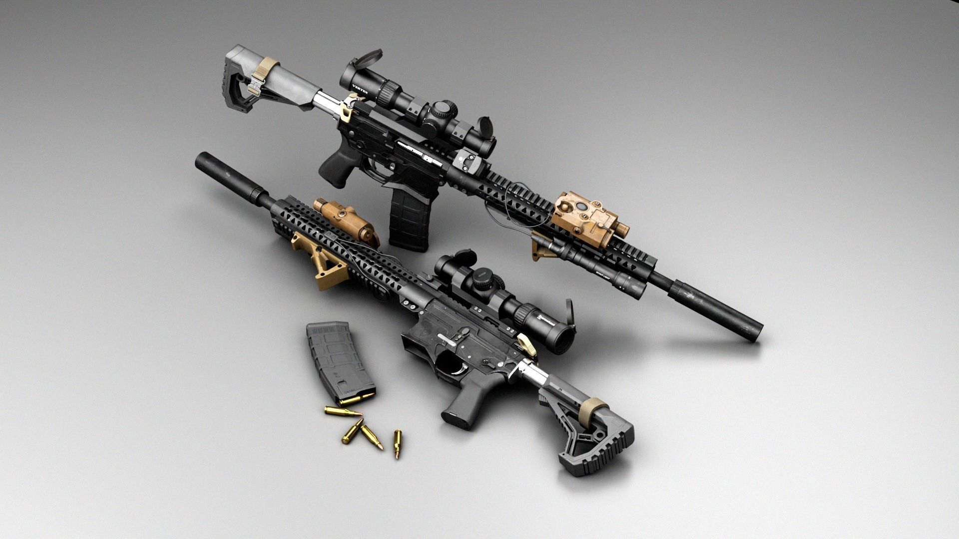 3D model Custom Modular Assault Rifle AR-15 VR / AR / low-poly | CGTrader