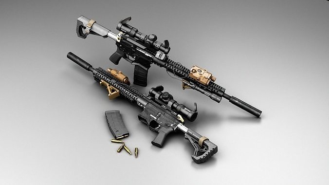 3D model Custom Modular Assault Rifle AR-15 VR / AR / low-poly | CGTrader