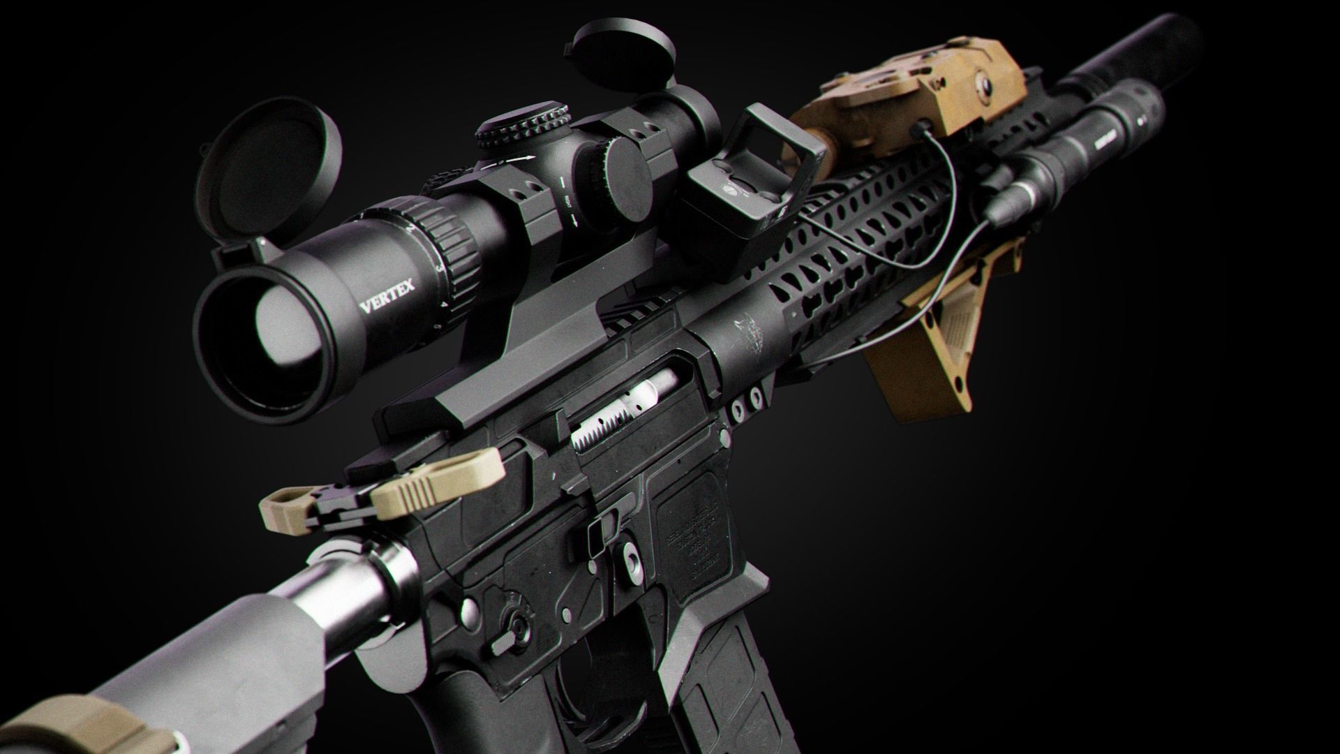 3D model Custom Modular Assault Rifle AR-15 VR / AR / low-poly | CGTrader