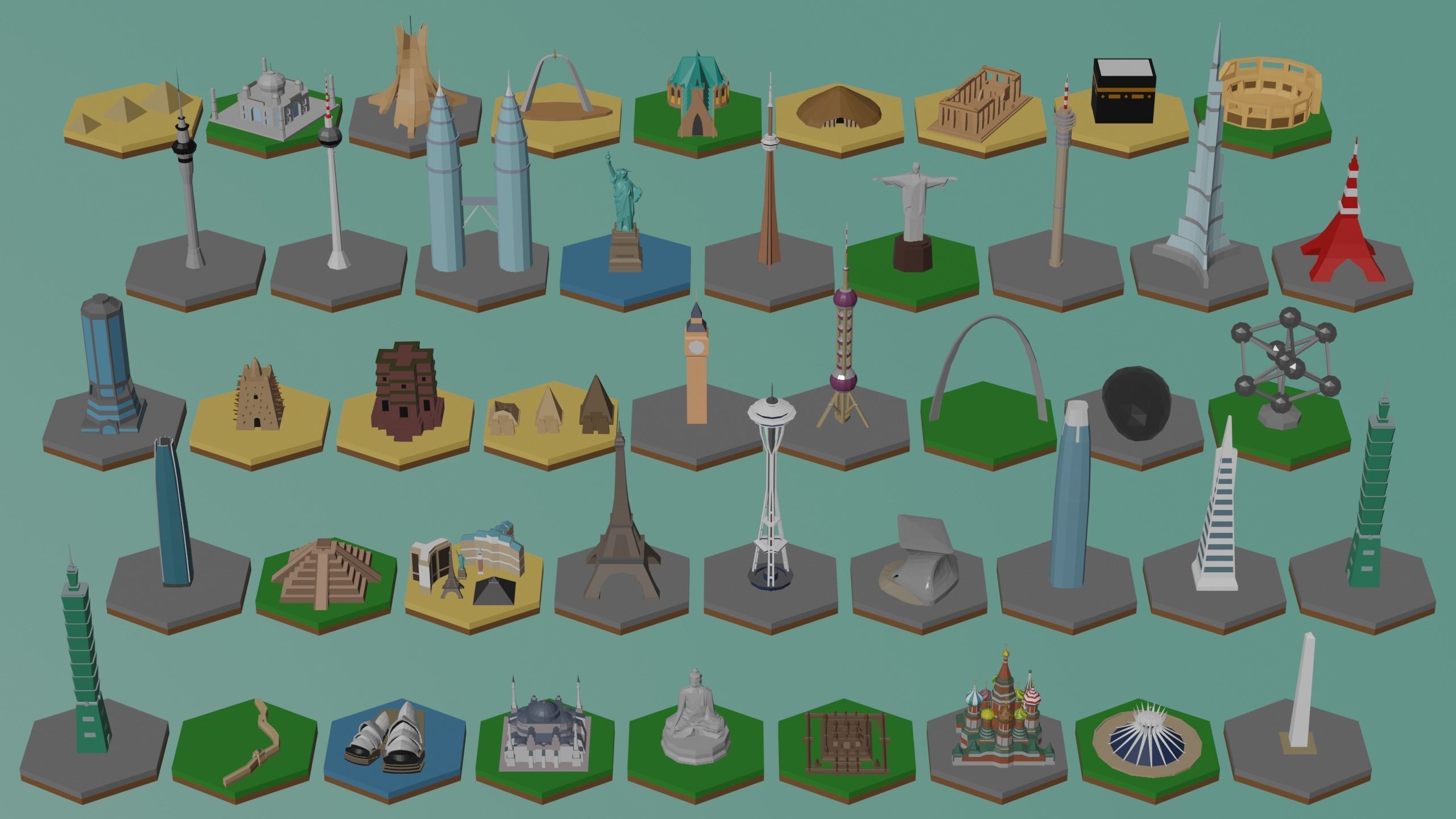 3D model Pack Landmarks miniatures VR / AR / low-poly | CGTrader