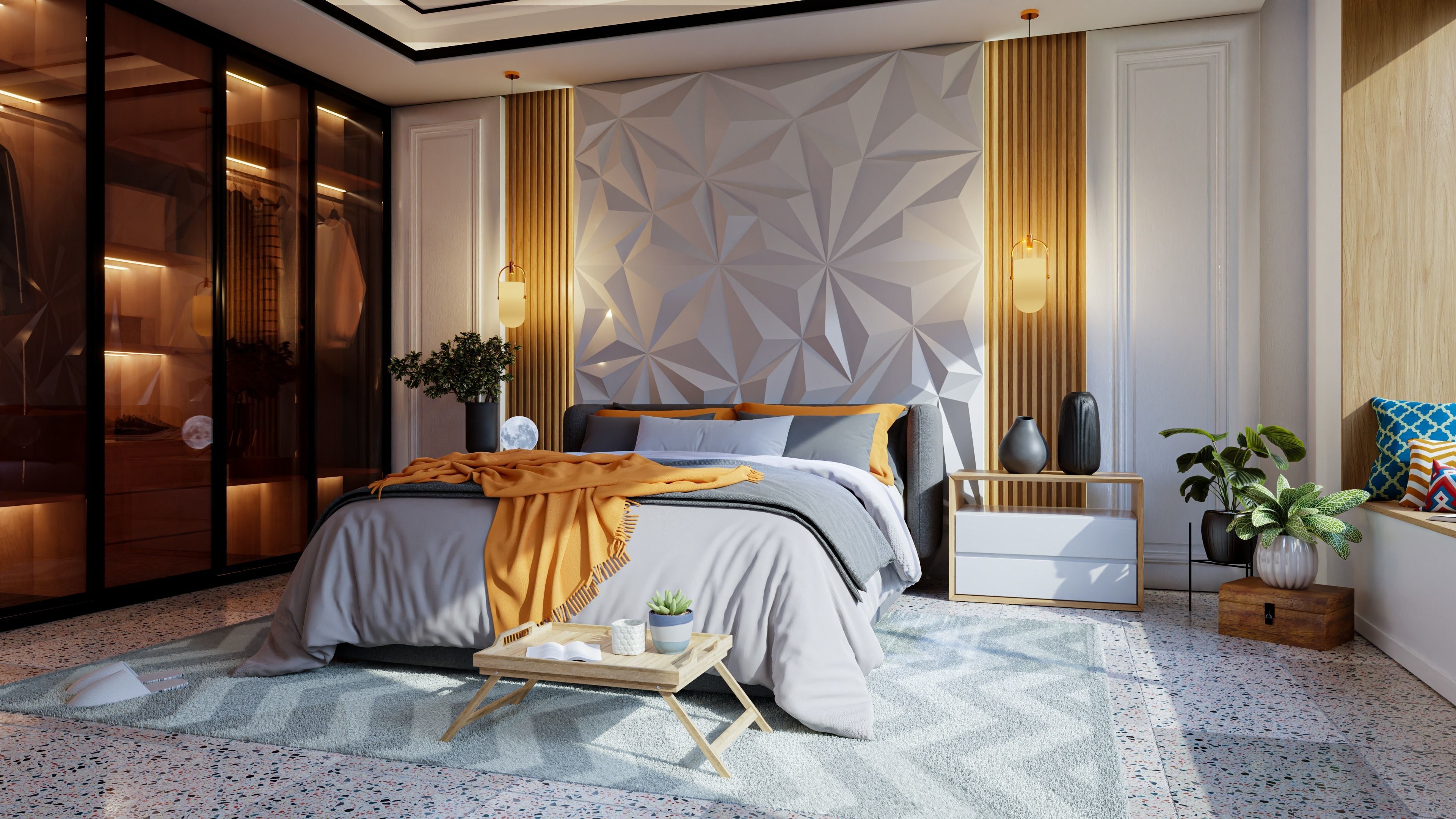 Modern interior scene Bedroom Luxury Design Blender Cycles 3D model ...