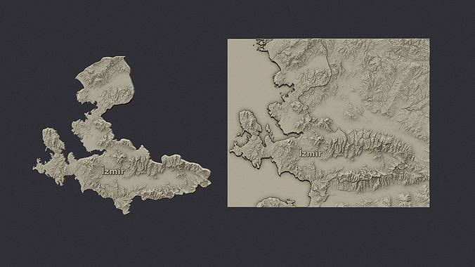 izmir city 3d terrain map 3D model 3D printable | CGTrader
