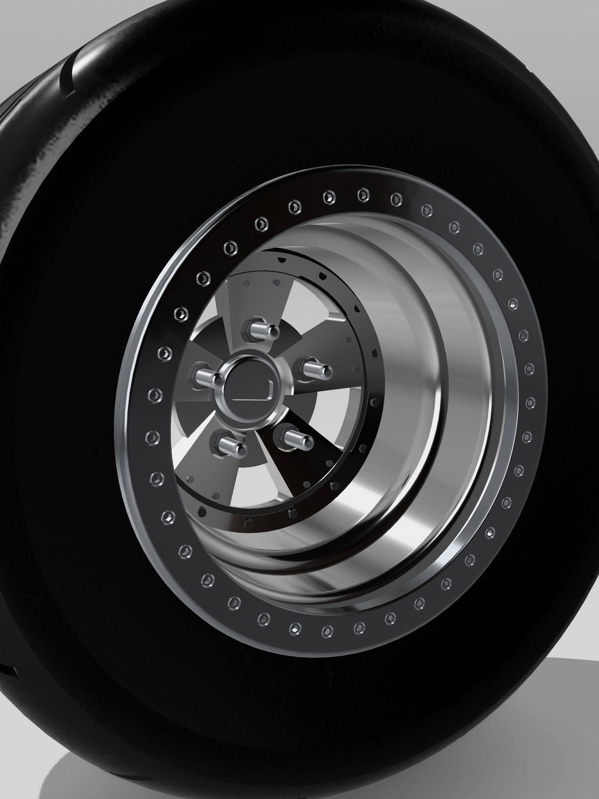 Drag Wheel COMBO Rear American Racing Pro Series 15inch Radial 3D model ...