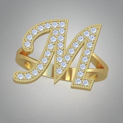 M Letter Diamond ring 0403 3D printable model 3D model 3D printable ...