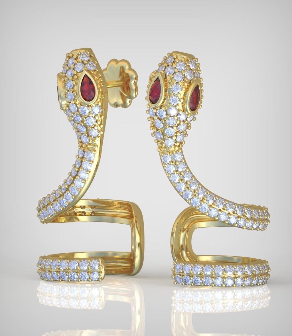 Snake Earring model 0282 3D printable model14 3D model 3D printable | CGTrader