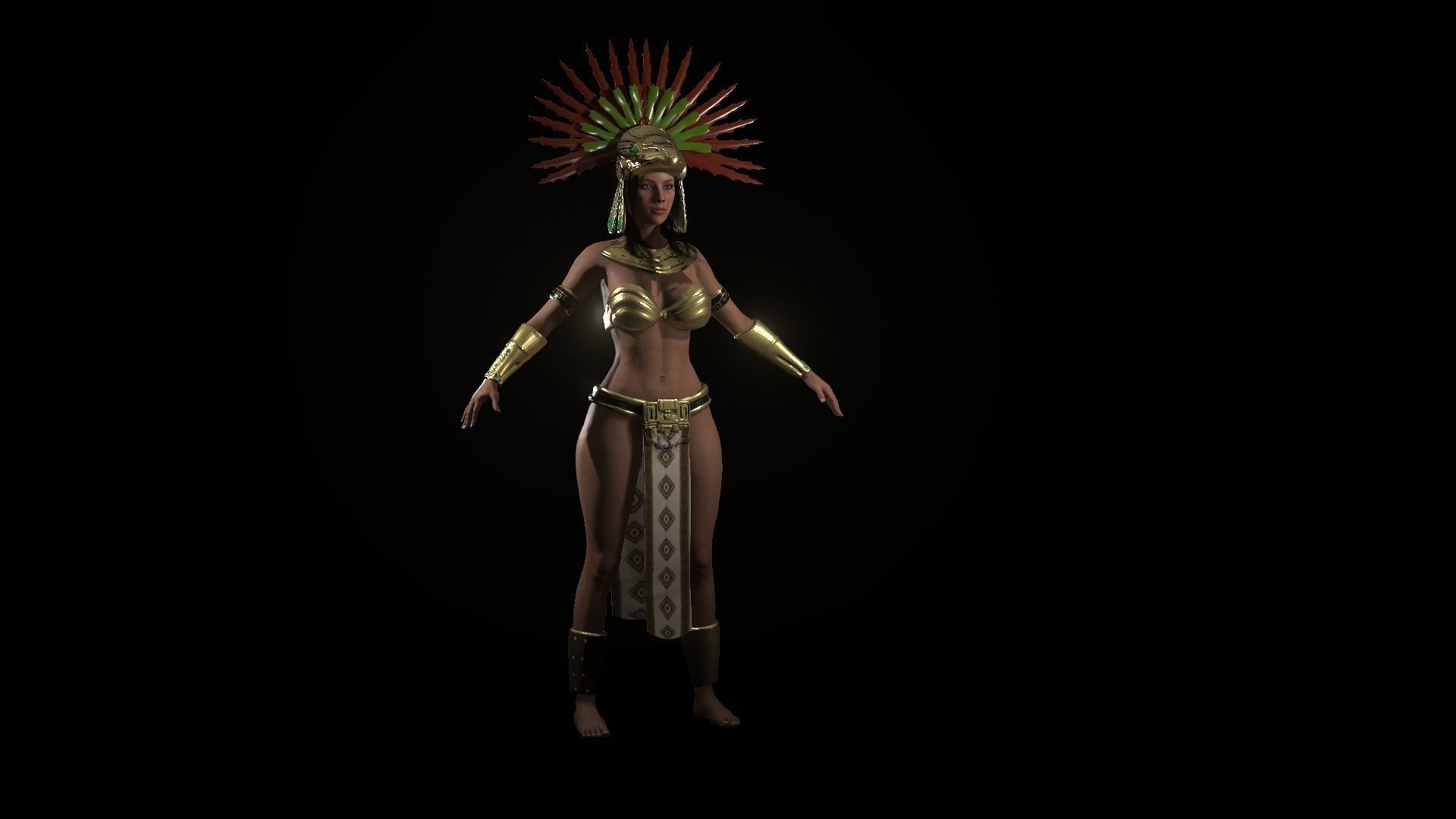 3D model Aztec Woman VR / AR / low-poly | CGTrader