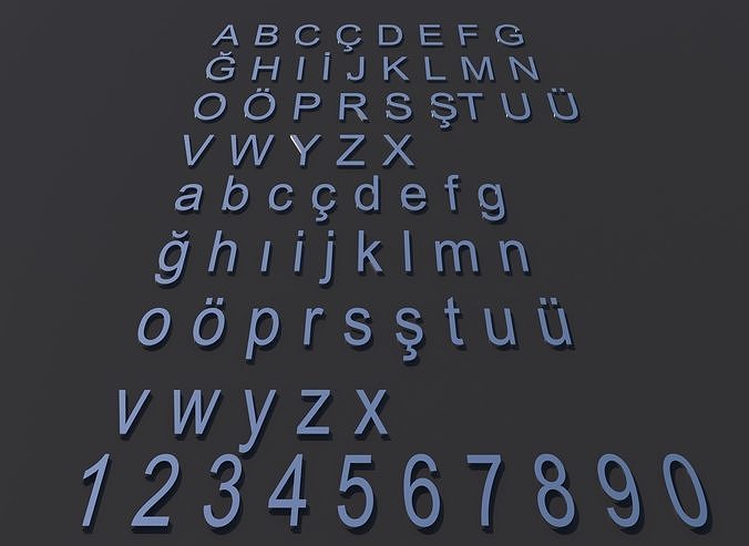print-friendly alphabet using the Arial font 3D model | CGTrader