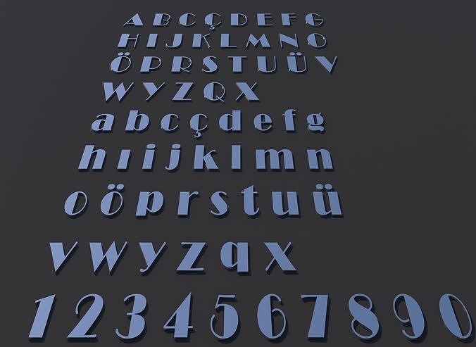 print-friendly alphabet using the Broadway font 3D model | CGTrader