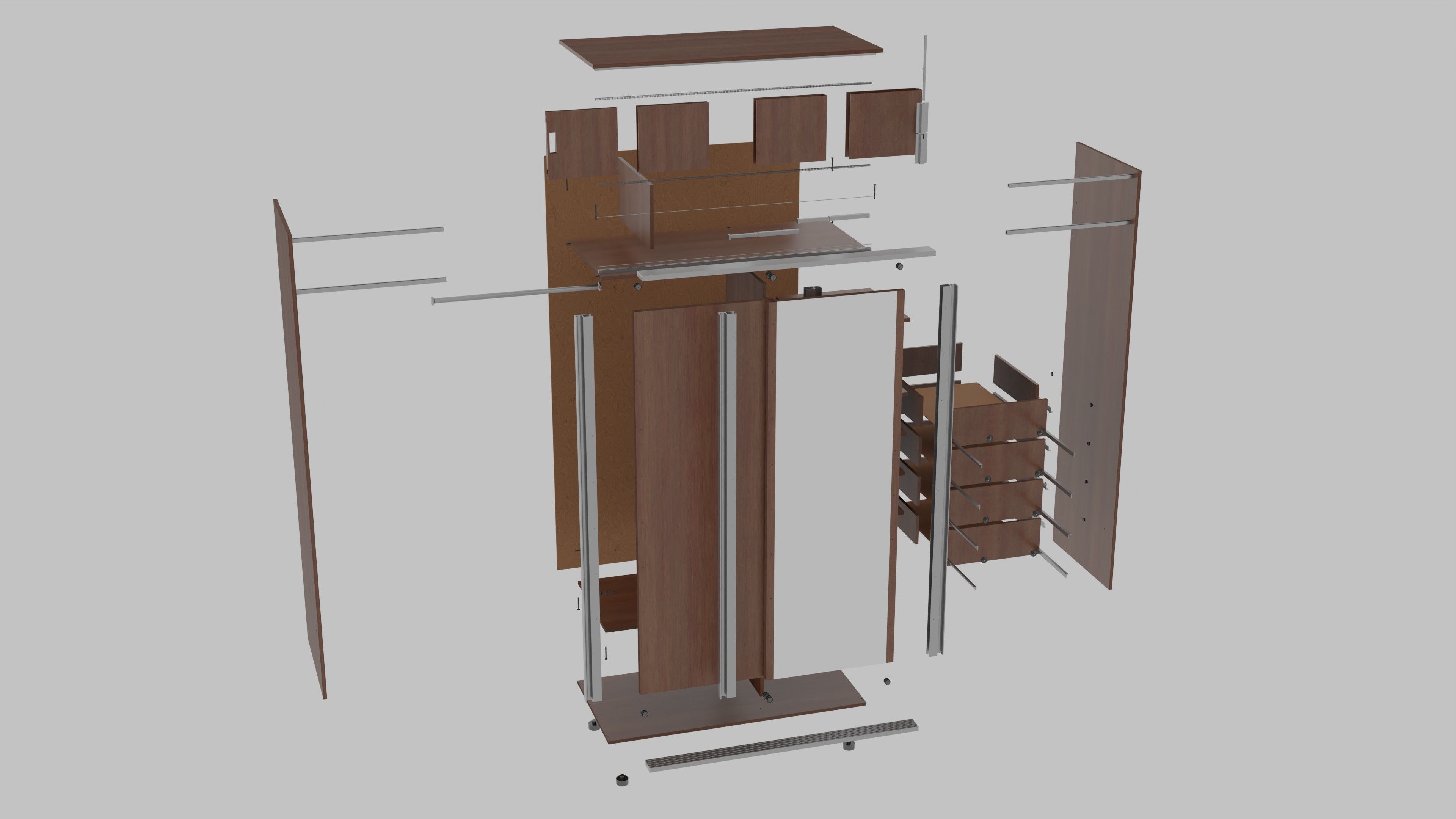 Animated-modular-wooden wardrobe 3D model animated | CGTrader
