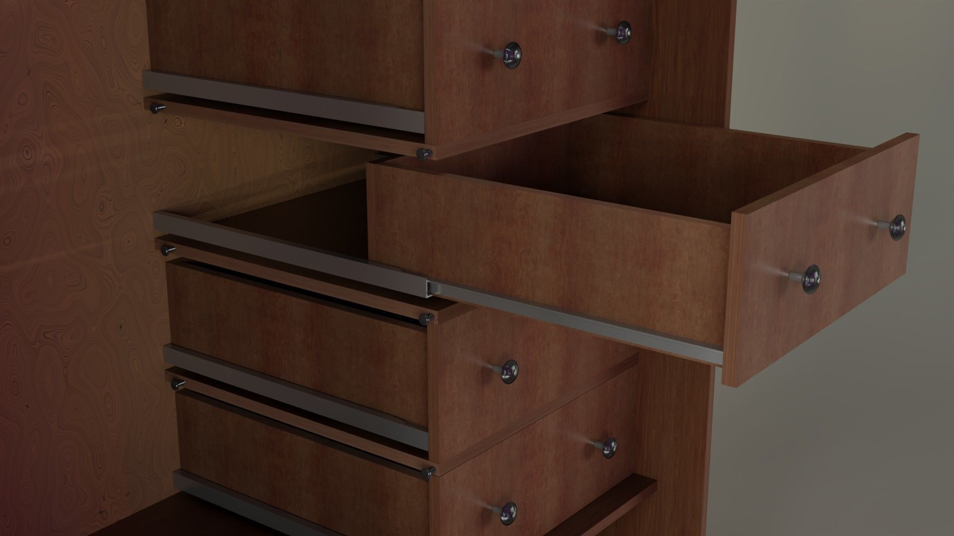 Animated-modular-wooden wardrobe 3D model animated | CGTrader