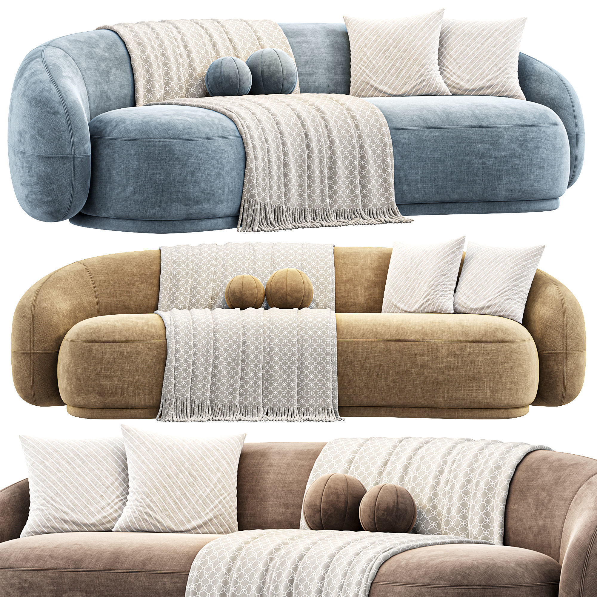 Kendall Velvet Sofa By Highfashionhome 3D model | CGTrader