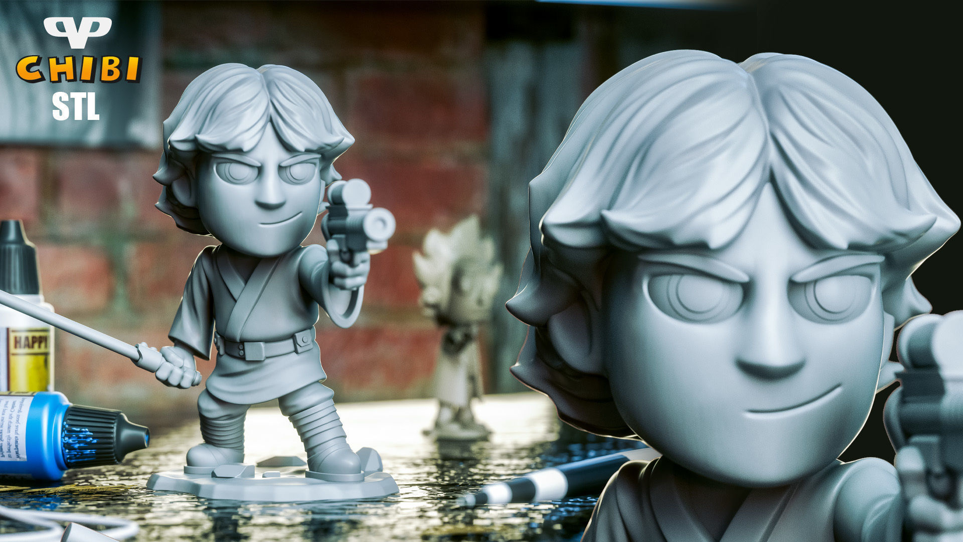 Luke Skywalker Chibi STL for 3D Printing ChibiSTL 3DXM 3D model 3D ...