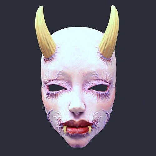 japanese style horror female demon mask 3D model 3D printable | CGTrader