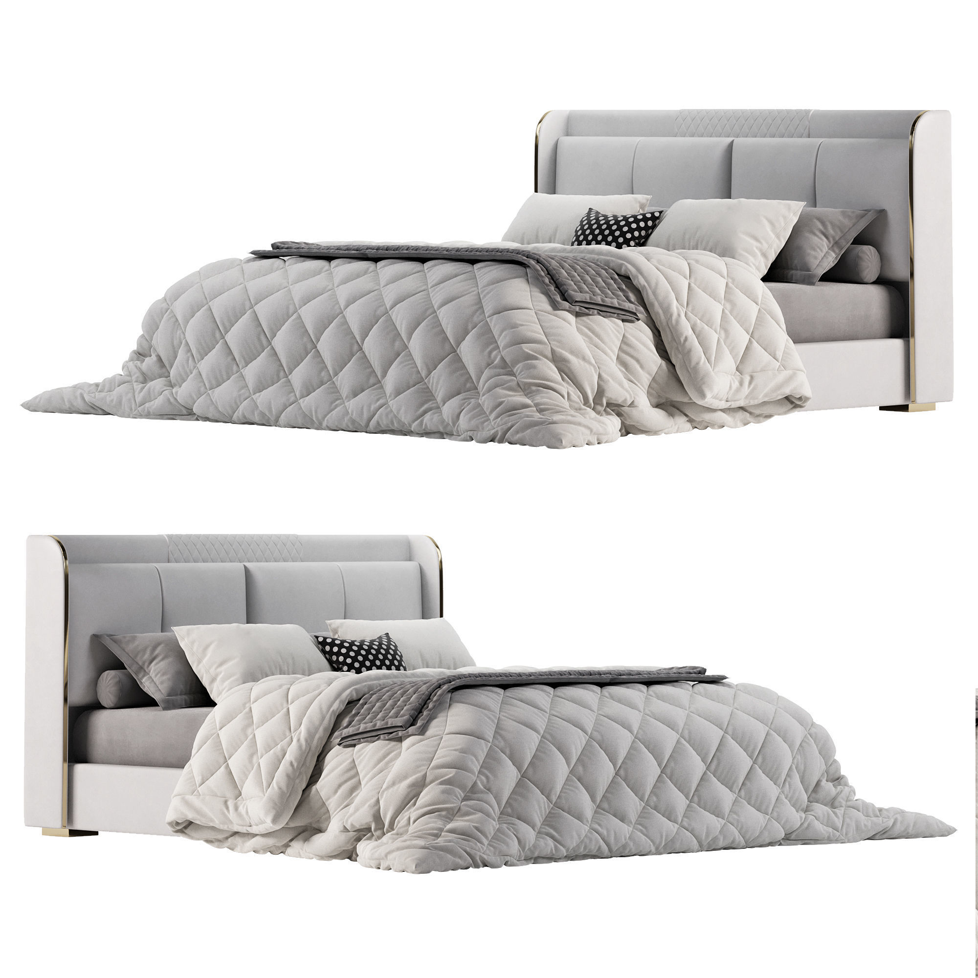 White Wingback Bed By Homary 3D model | CGTrader