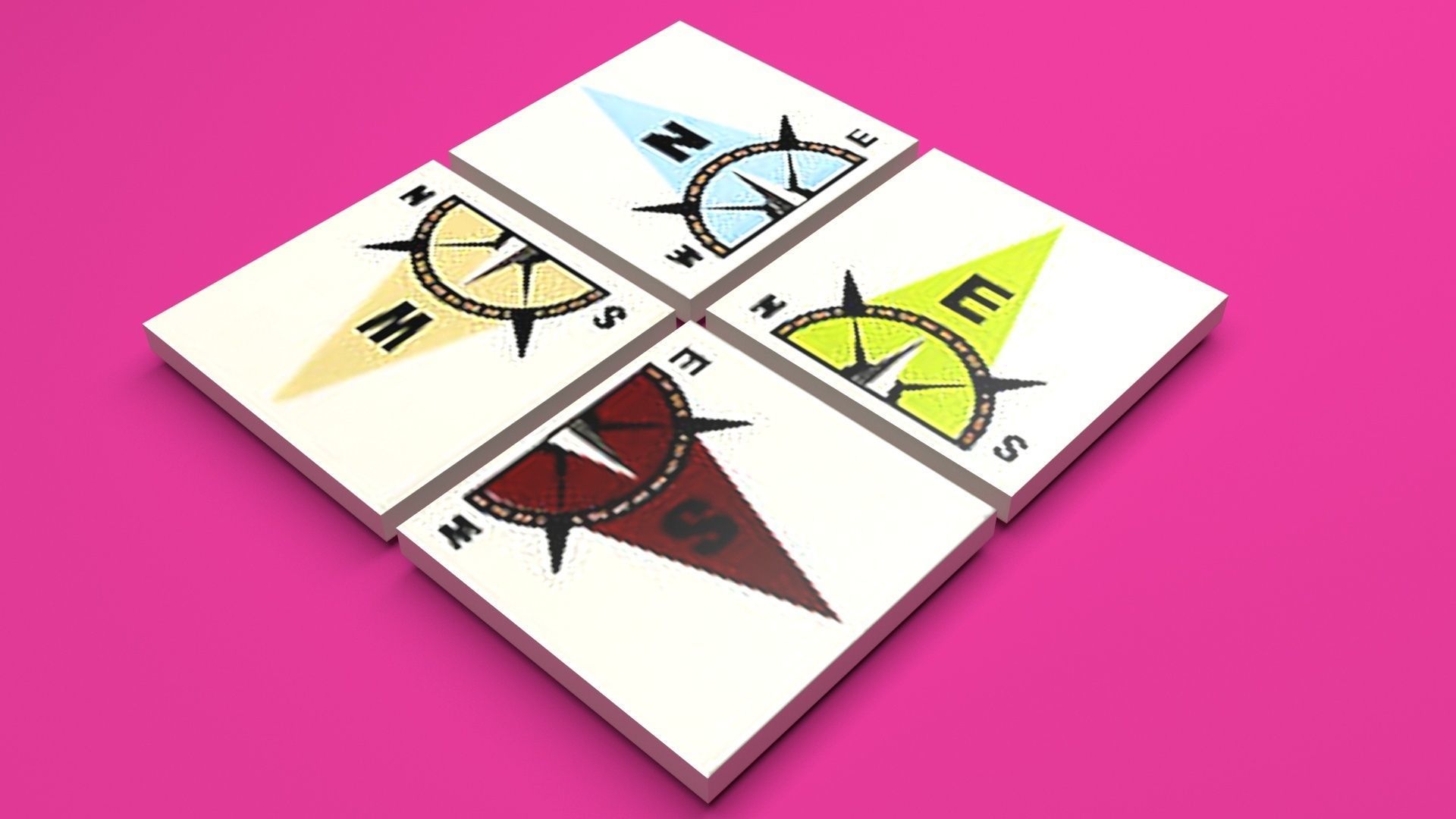 Compass Lego Tiles Set 3D model | CGTrader
