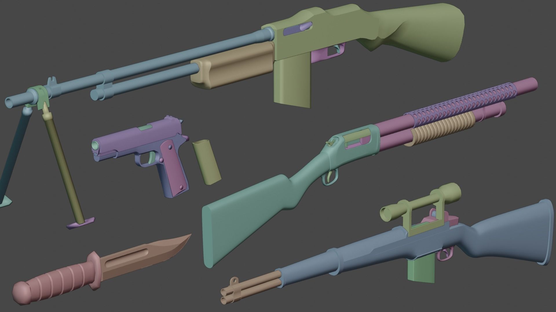 3D model LowPoly FPS Gun Weapon Pack Low-Poly 3D Model VR / AR / low-poly | CGTrader