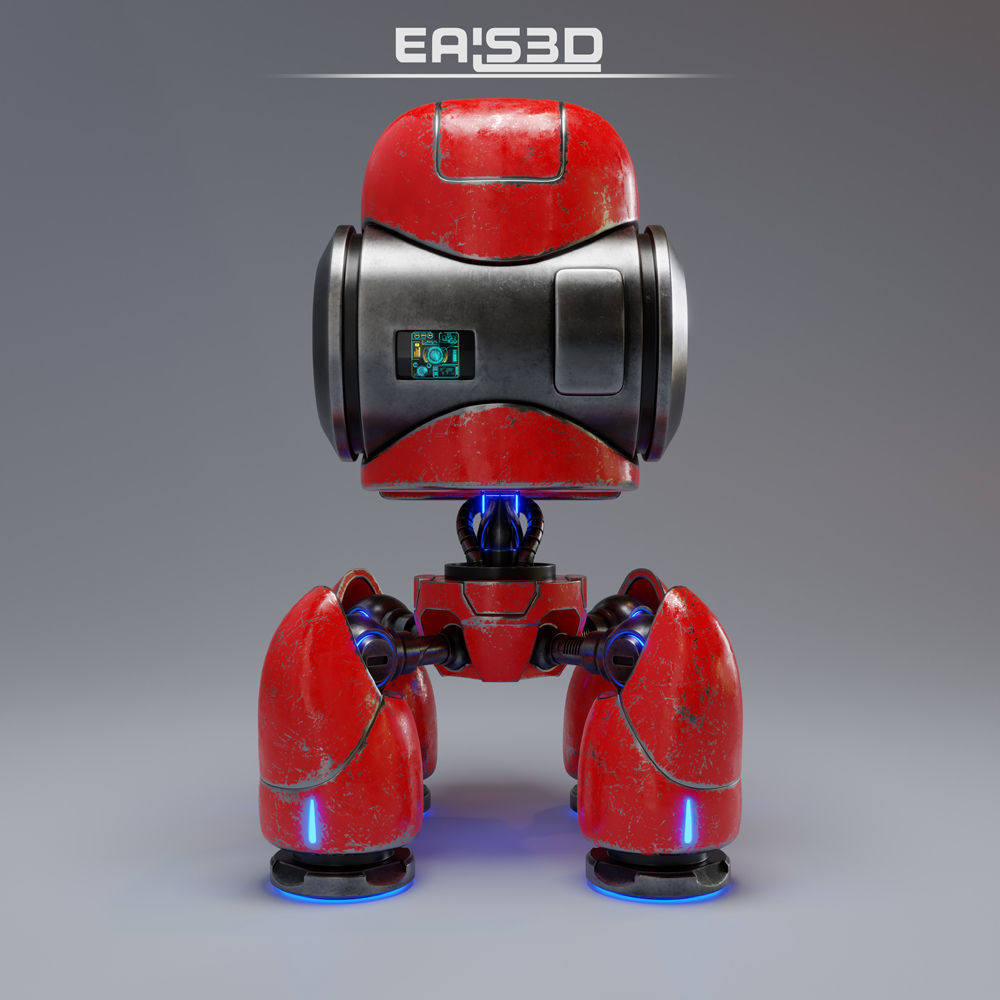 Cute Spider Robot Red 3D model rigged | CGTrader
