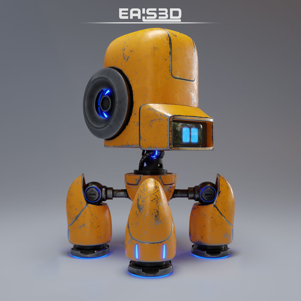 Cute Spider Robot Yellow 3D model rigged | CGTrader