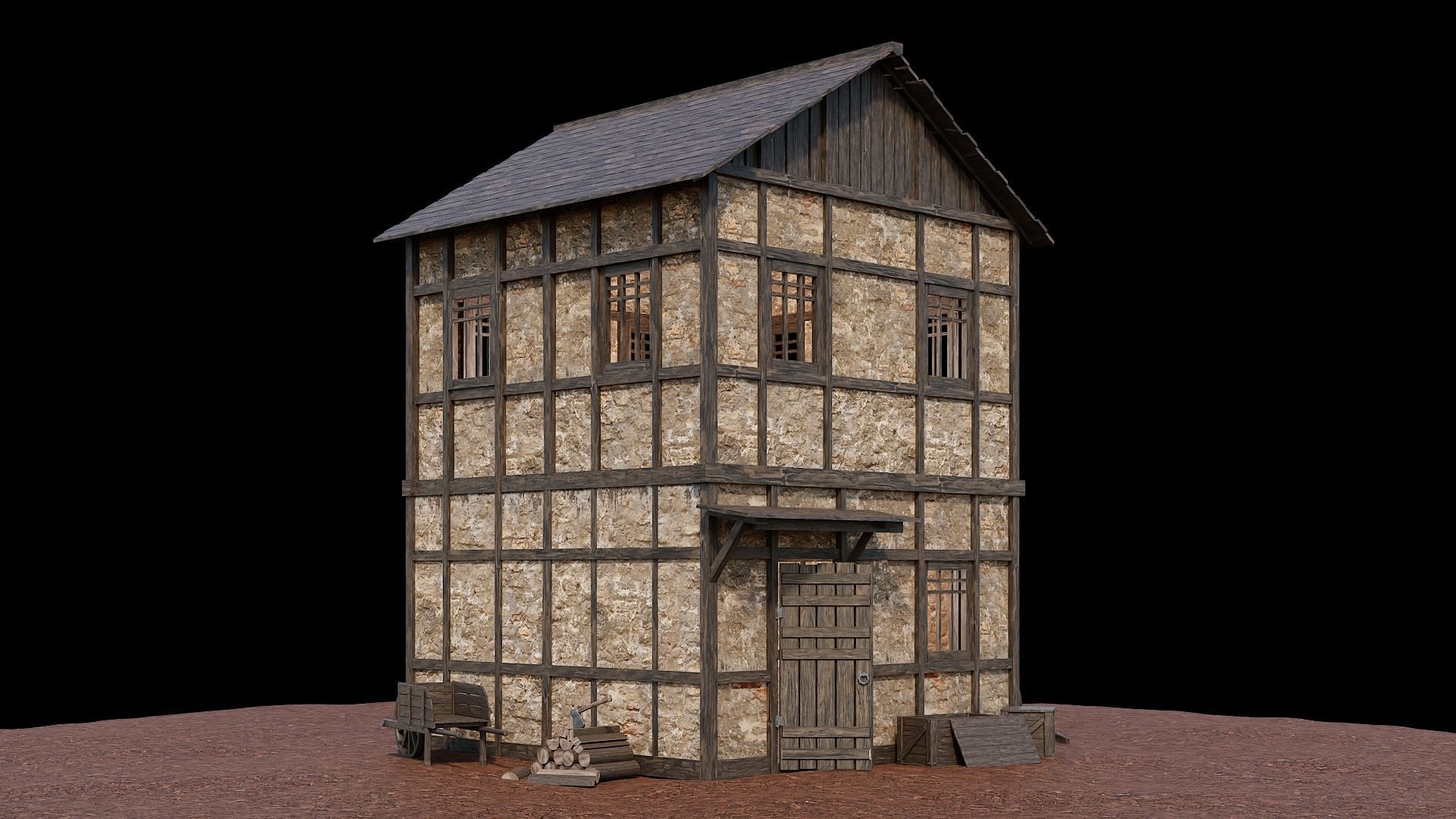 3D Model Collection Medieval Village Houses Pack 01- 4K Textures Game ...