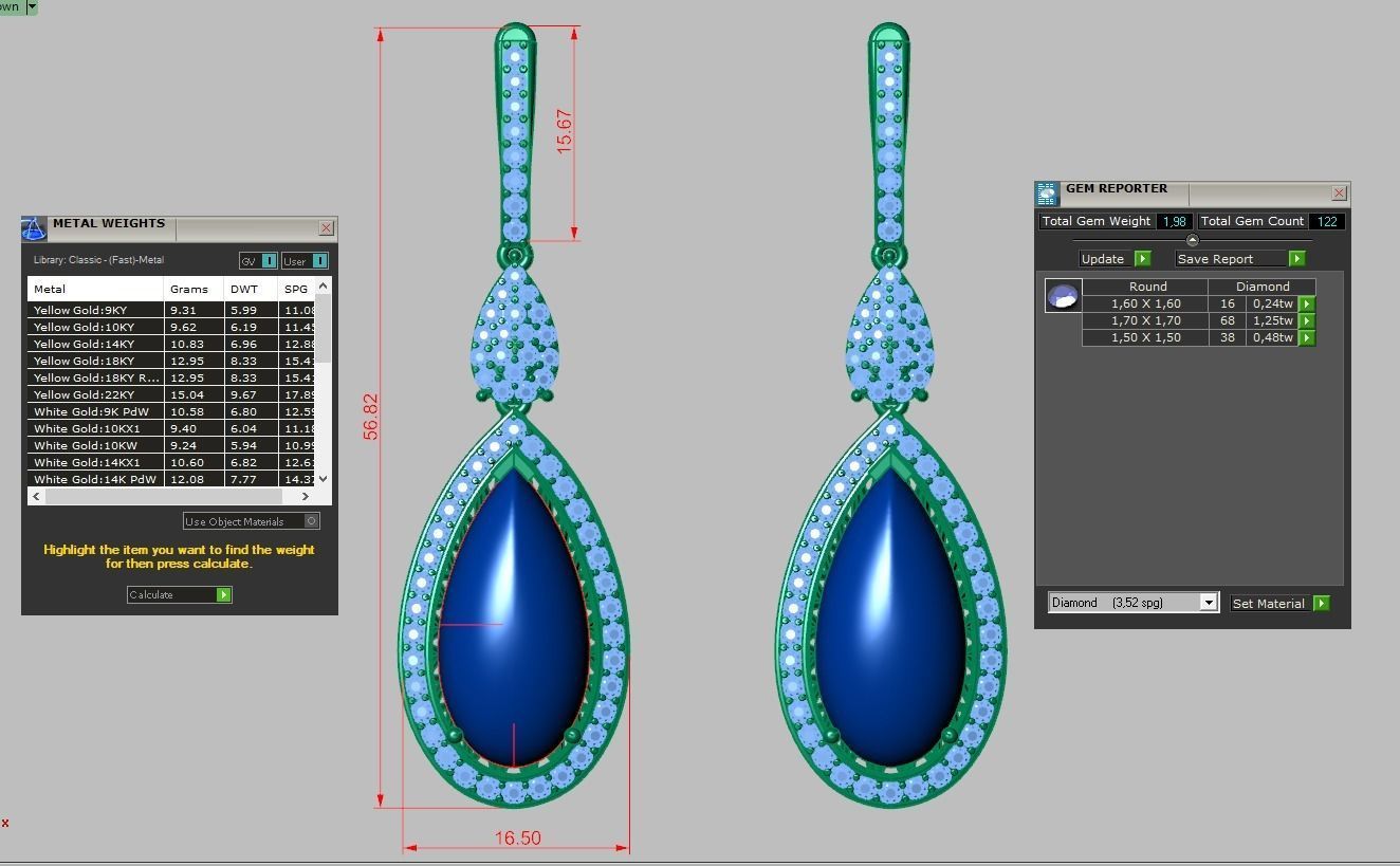 Earring model 0295 3D printable model 3D model 3D printable | CGTrader