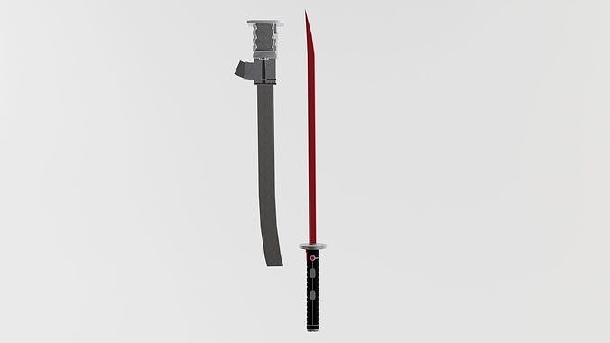 Red sword with scabbard 3D model | CGTrader