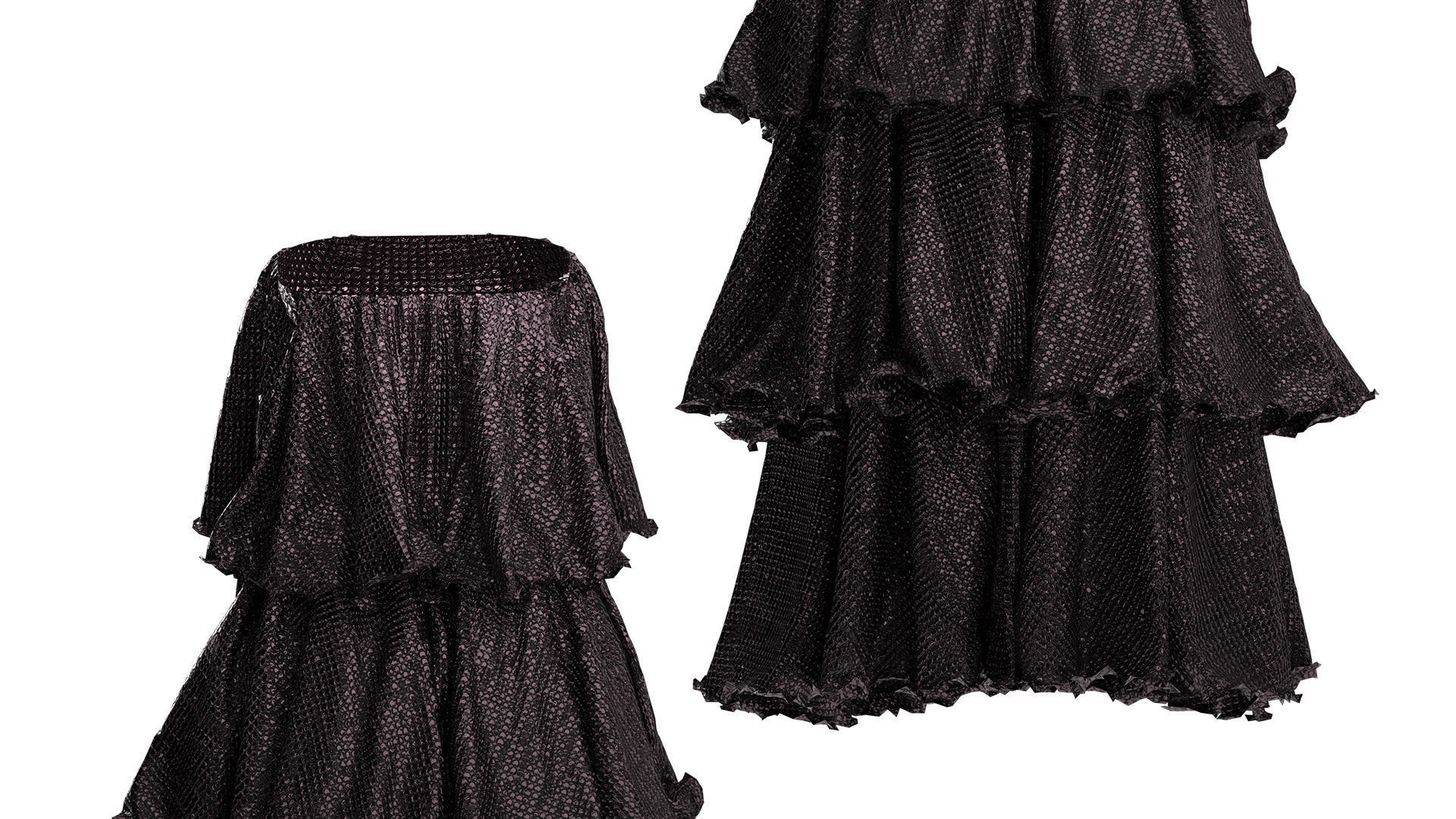 Frilled Sequin Dress Fitted to Gen8 Body Mesh 3D model | CGTrader