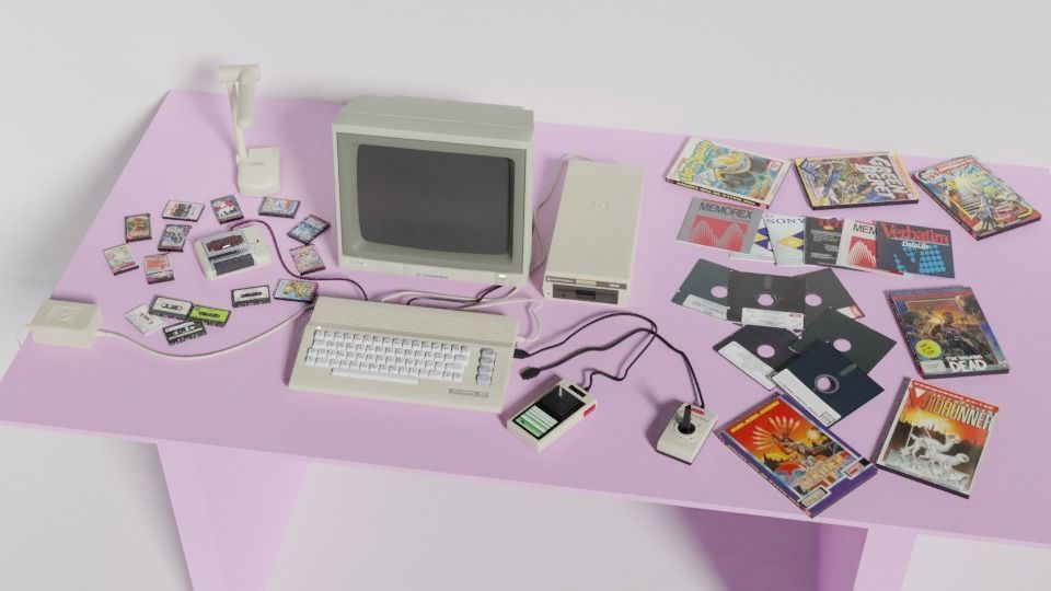Commodore 64c all components scene 3D model | CGTrader