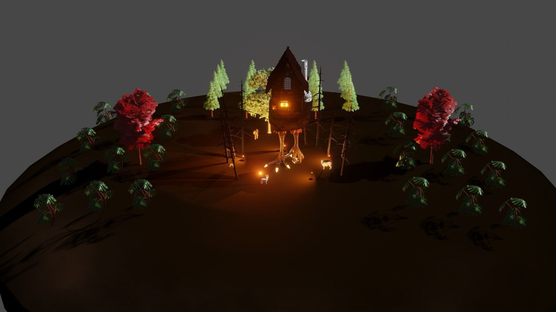 3D model 3D Rain Forest Scene Animated With Animals And Haunted Hut VR ...