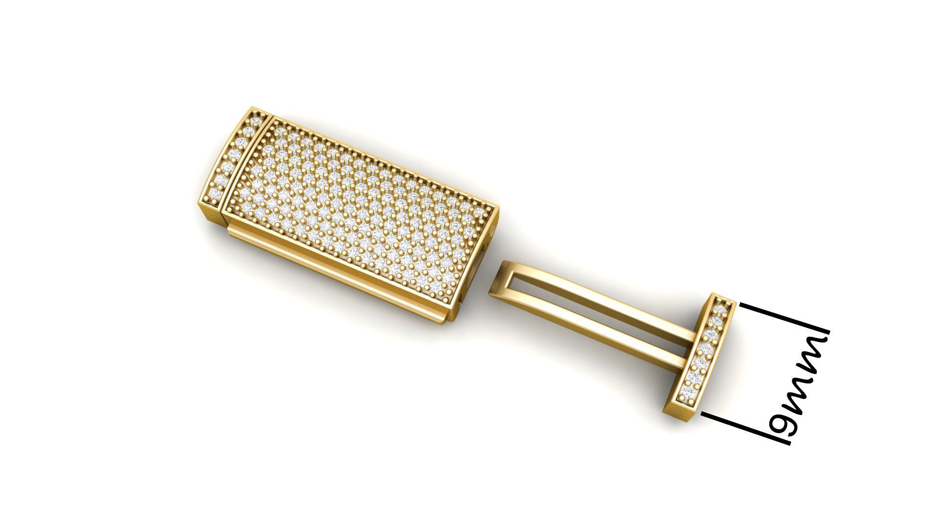 9 mm Rectangular Lock Box Combo of Plain and Diamond 3D Model ...