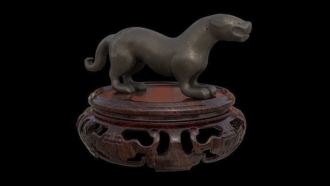 3D model Ancient Chinese Tiger Talisman and Traditional wood table VR ...