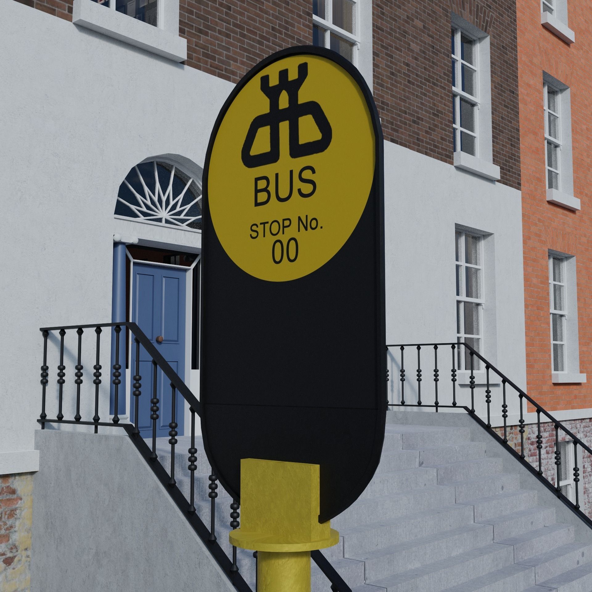 3D model Irish Dublin Bus Stop VR / AR / low-poly | CGTrader