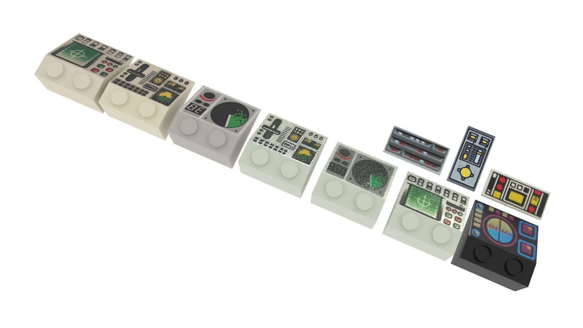 Lego Aircraft Indicators Set With Radars And Controllers 3D model ...