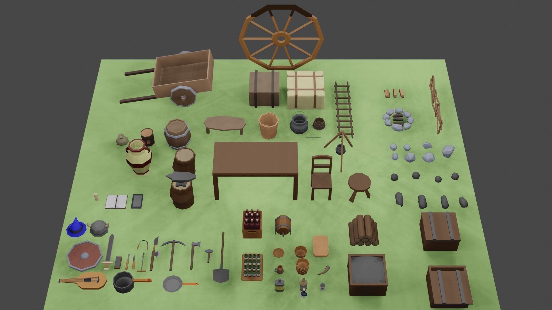 3D model Medieval Assets Models for Games 63 Low Poly objects VR / AR ...