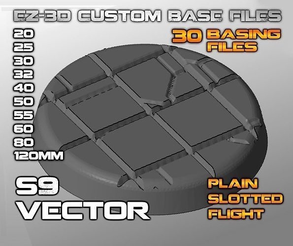 S9 - VECTOR 20-120mm Round Bases 3D model 3D printable | CGTrader