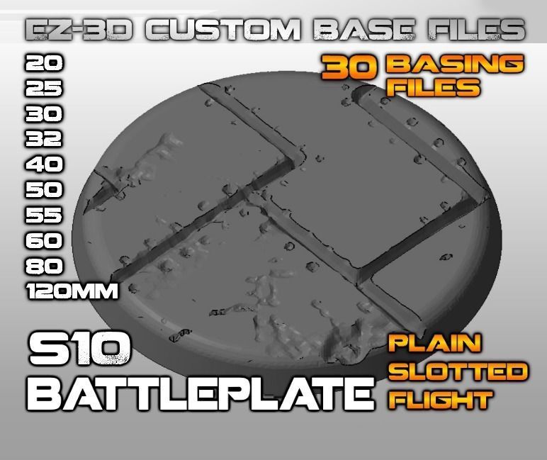 S10 - BATTLEPLATE 20-120mm Round Bases 3D model 3D printable | CGTrader