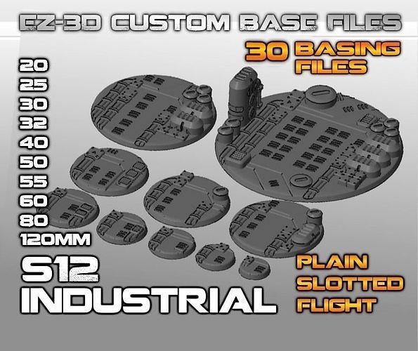 S12 - INDUSTRIAL 20-120mm Round Bases-Diorama 3D model 3D printable ...