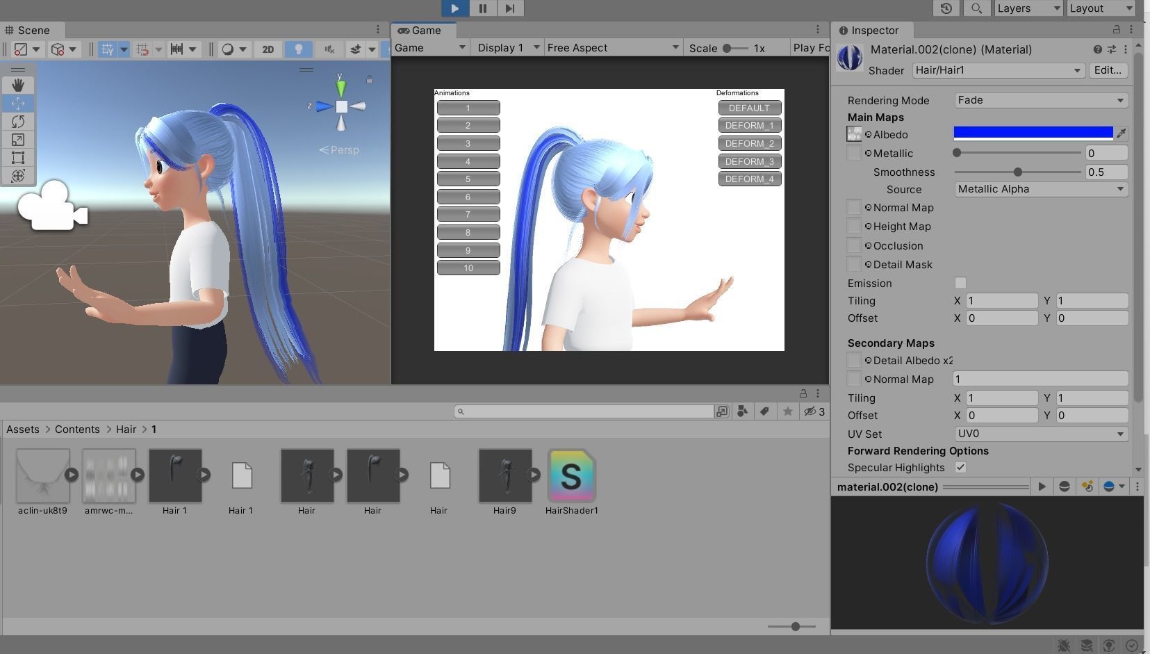 3D model Hair 3D Model Zepeto Prefab Unity FBX 001 VR / AR / low-poly ...