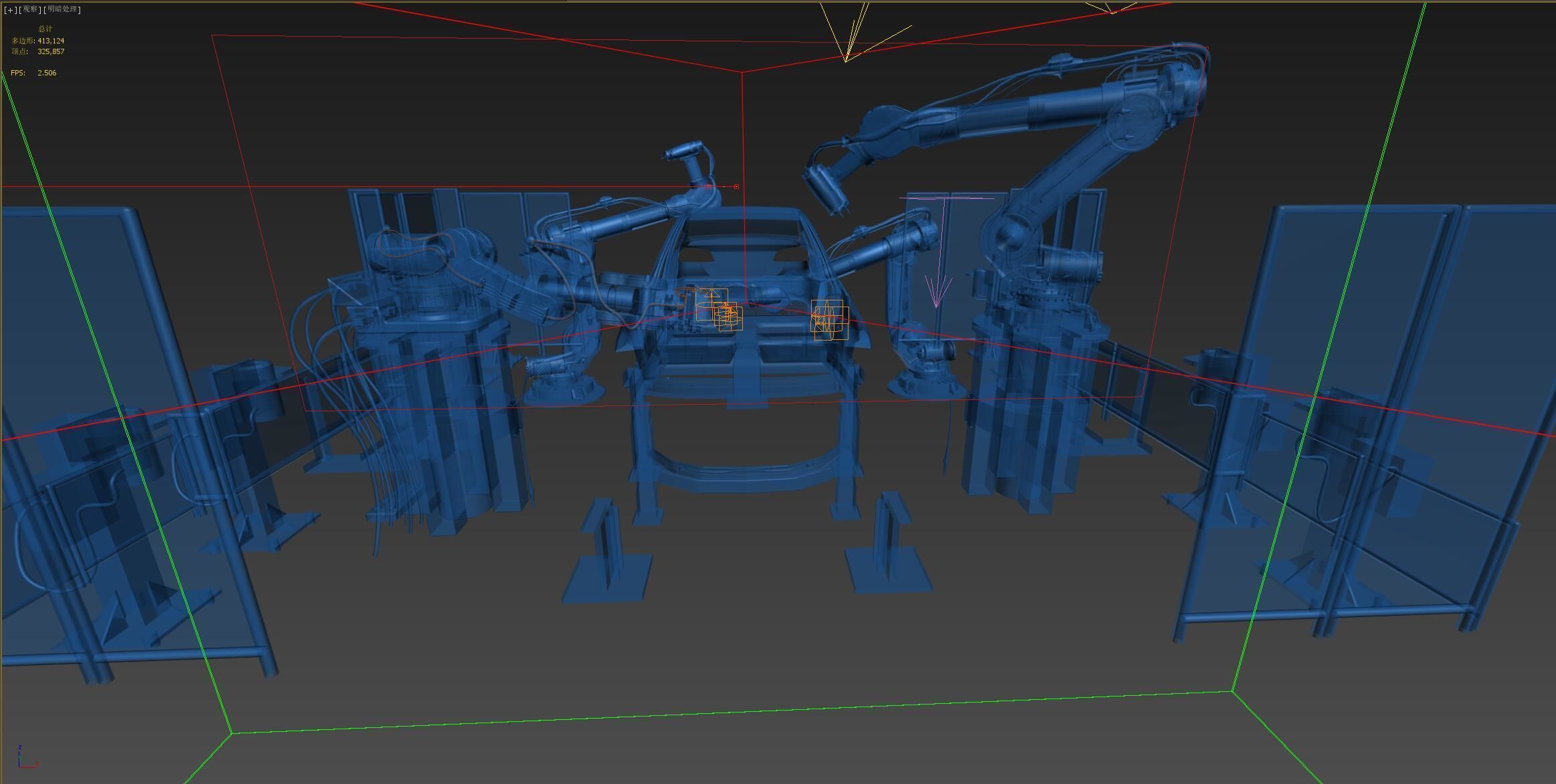 Robot arm animation car manufacturing production line factory 3D model ...