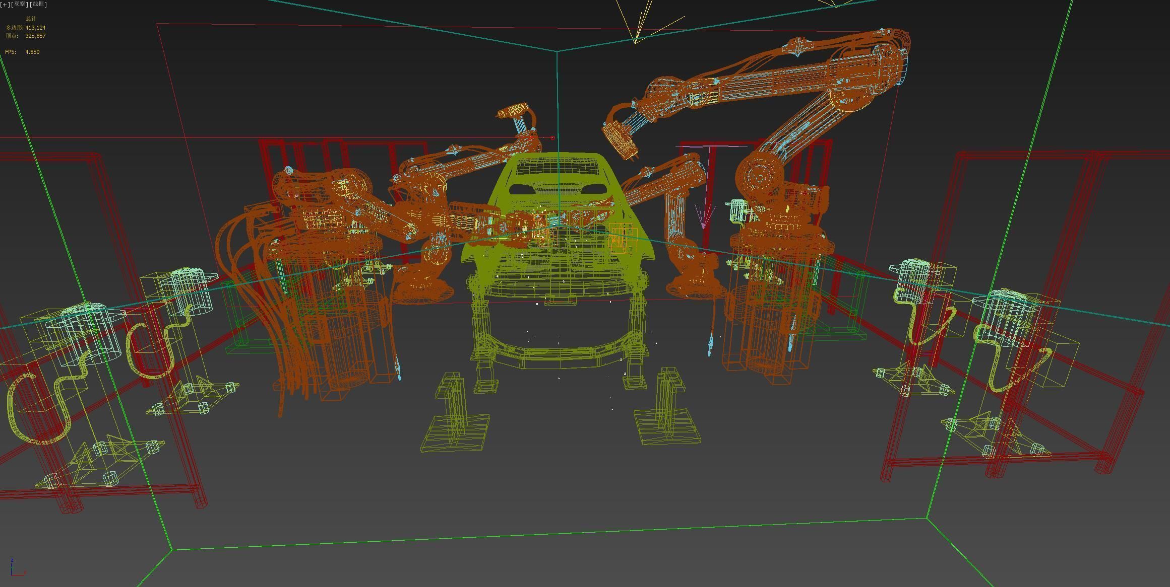 Robot arm animation car manufacturing production line factory 3D model ...