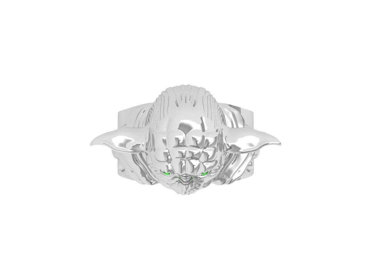 STAR WARS Sculpted Yoda Ring With Green Crystal Eyes 3D model 3D ...