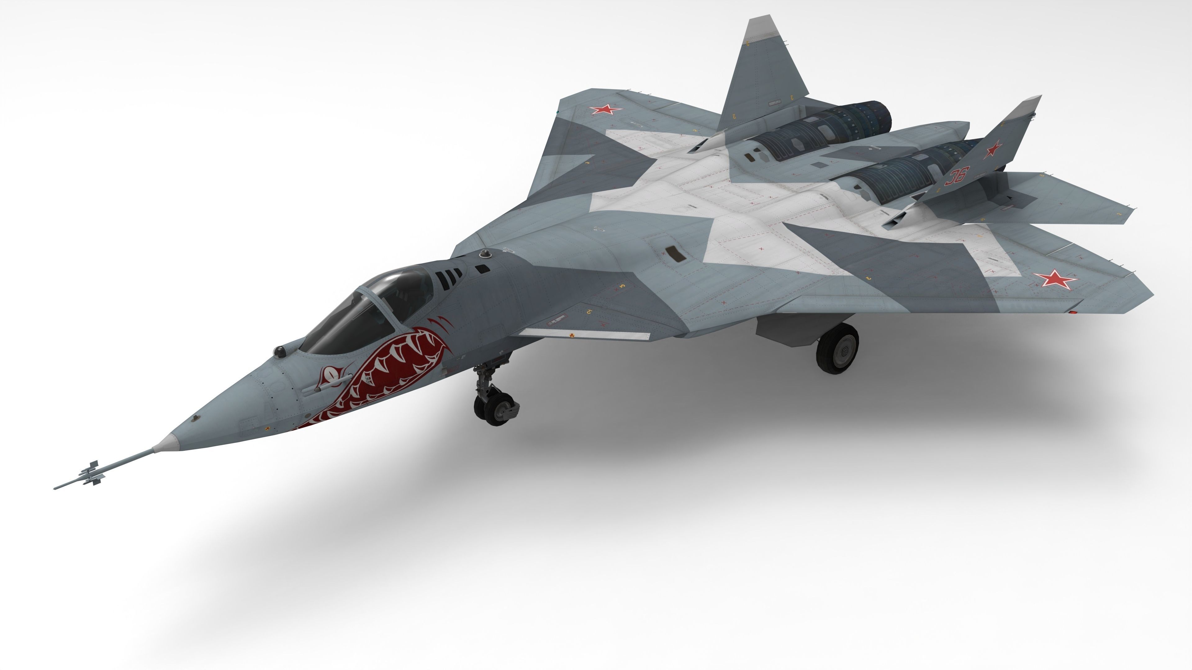 3D model Sukhoi Su-57 Felon with Cockpit VR / AR / low-poly | CGTrader