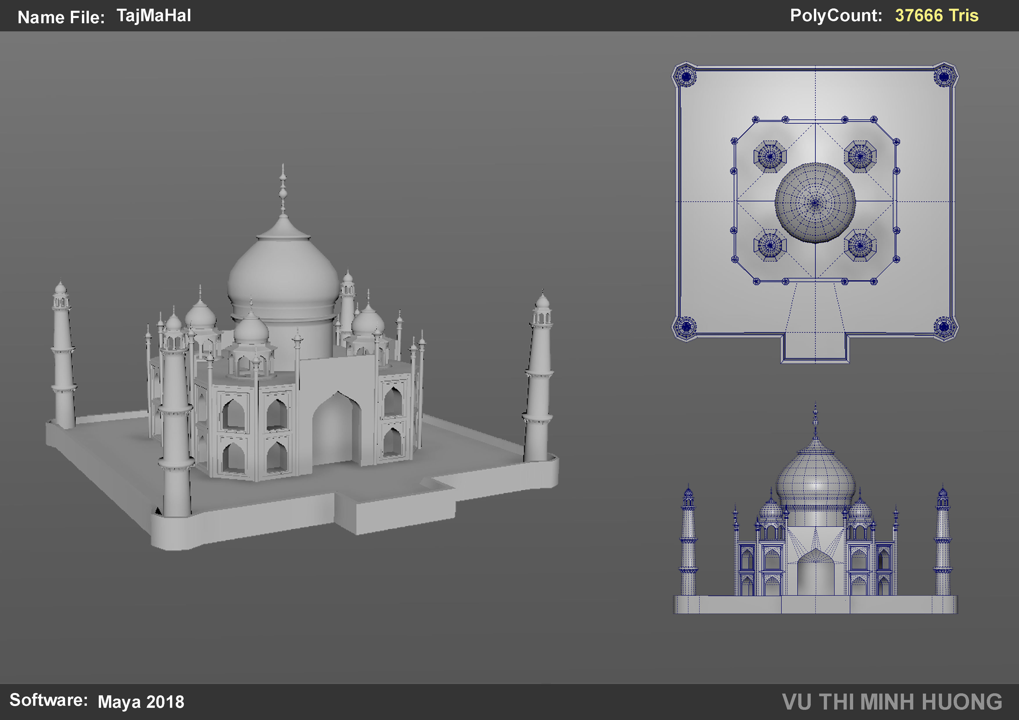 3D model Taj Mahal - UNESCO 7 wonders VR / AR / low-poly | CGTrader