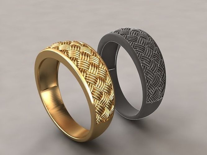 gold woven mat texture ring 3D model 3D printable | CGTrader