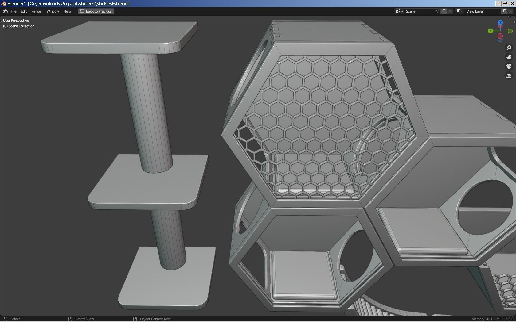 Modular wall mounted cat shelves with ladders and scratchers 3D model ...